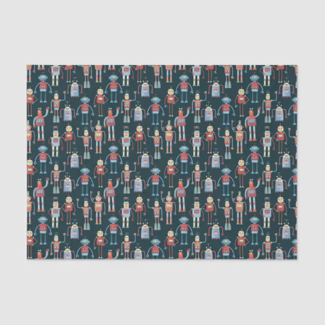 Retro Style 1950s Vintage Robots Tissue Paper | Zazzle