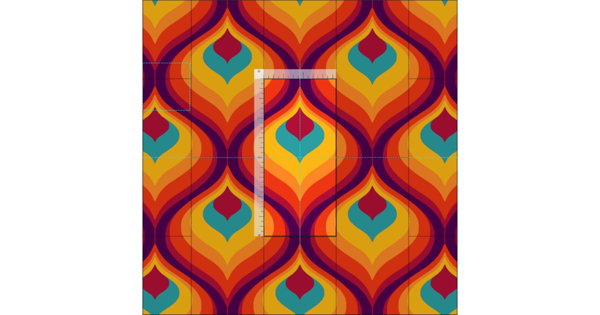 Retro style 60s 70s pattern fabric | Zazzle