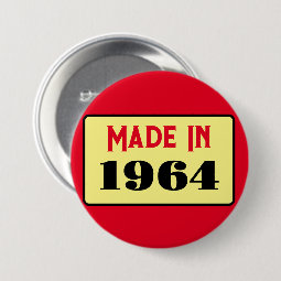 Retro style 60th birthday badge 1964 button | Zazzle