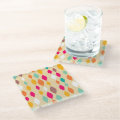 Retro style abstract pattern glass coaster | Zazzle