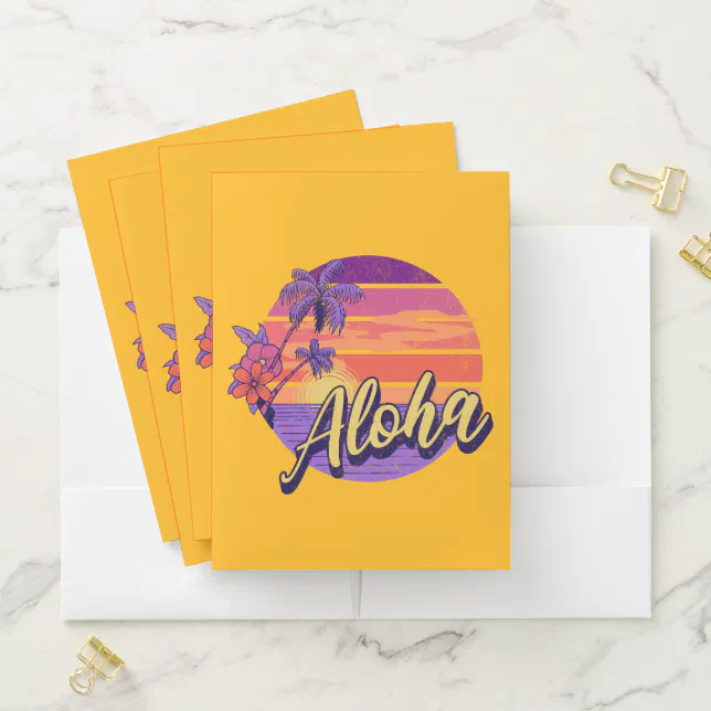 Retro style "Aloha" text design Pocket Folder | Zazzle