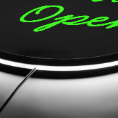 Retro Style Always Open Neon Green on Black LED Sign | Zazzle