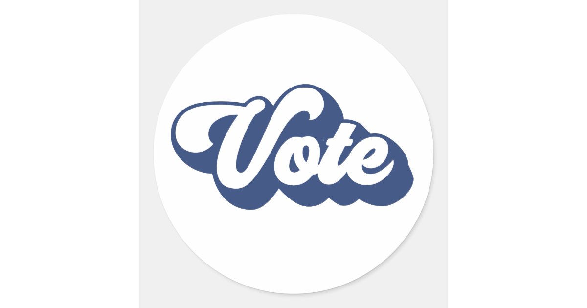 Retro Style blue Vote Sticker | Zazzle