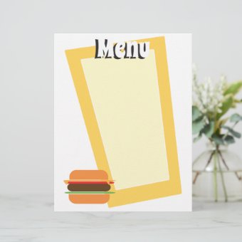 Retro style Burger themed blank menu | Zazzle