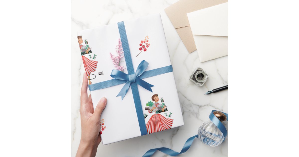 Retro Style Christmas Wrap Wrapping Paper | Zazzle