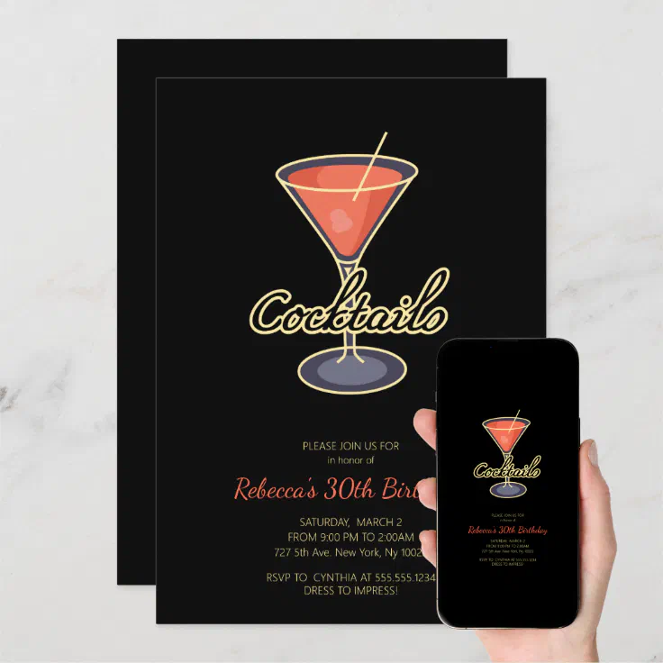 Retro Style Cocktail Party Invitations | Zazzle
