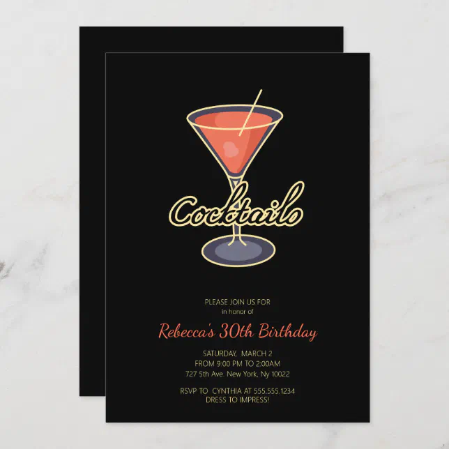 Retro Style Cocktail Party Invitations | Zazzle