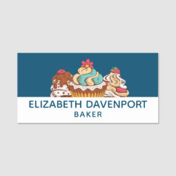 Retro Style Cupcakes Sweet Dessert Name Tag | Zazzle