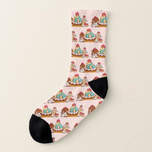 Retro Style Cupcakes Sweet Dessert Pattern Socks | Zazzle