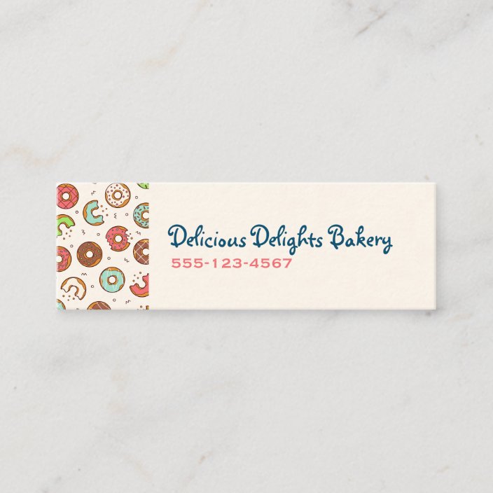 Retro Style Cute Colorful Donut Pattern Mini Business Card | Zazzle