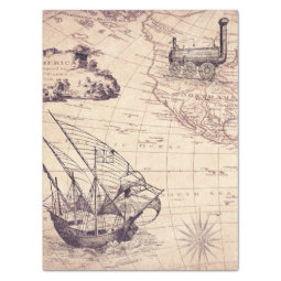 Retro style map pattern, world maps themed tissue paper | Zazzle