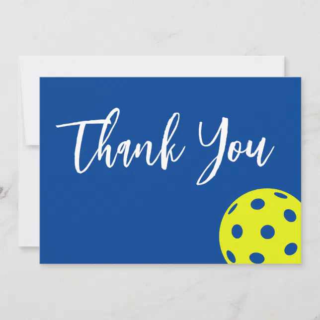 Retro Style Neon Blue Themed Pickleball Birthday Thank You Card | Zazzle