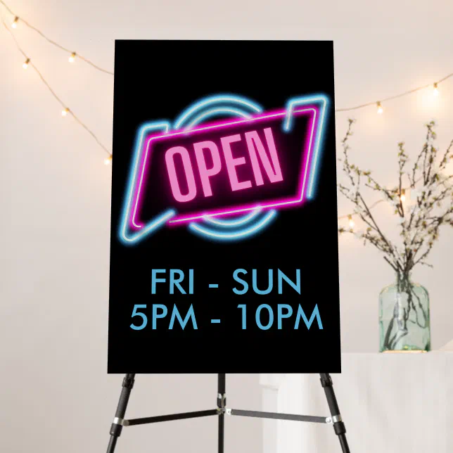 Retro-Style Neon Open Custom Foam Board Sign | Zazzle