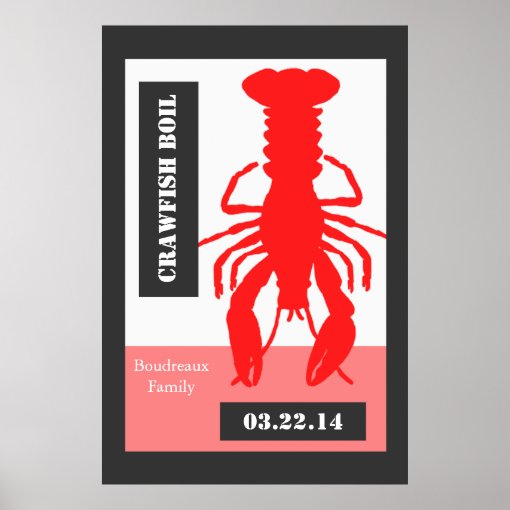 Retro Style Personalized Crawfish / Lobster Poster | Zazzle