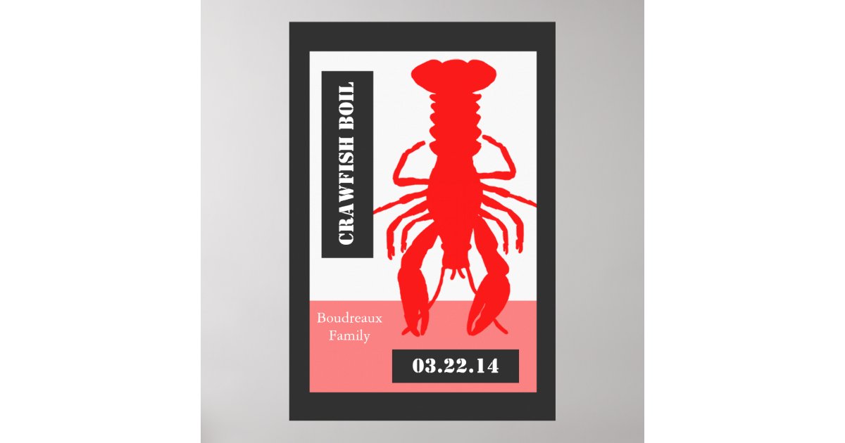 Retro Style Personalized Crawfish / Lobster Poster | Zazzle