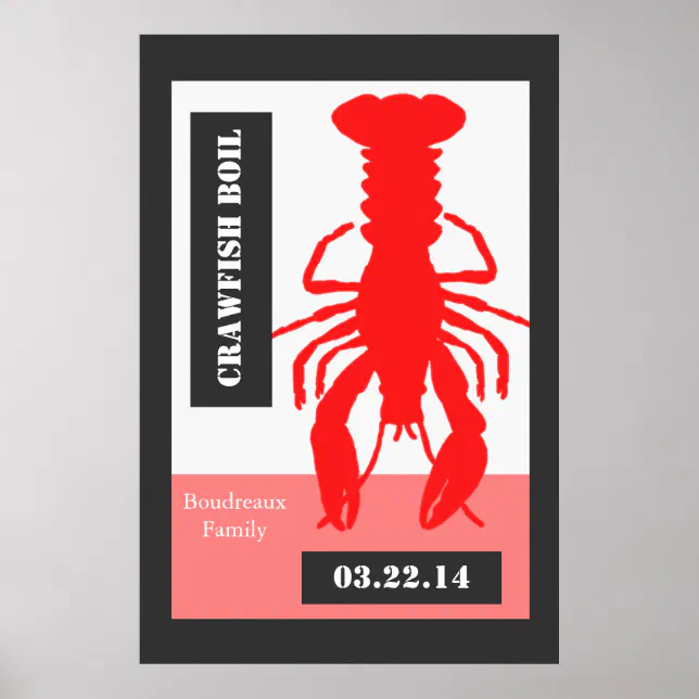Retro Style Personalized Crawfish / Lobster Poster | Zazzle
