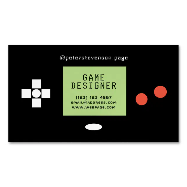 Retro style video games console business card magnet | Zazzle