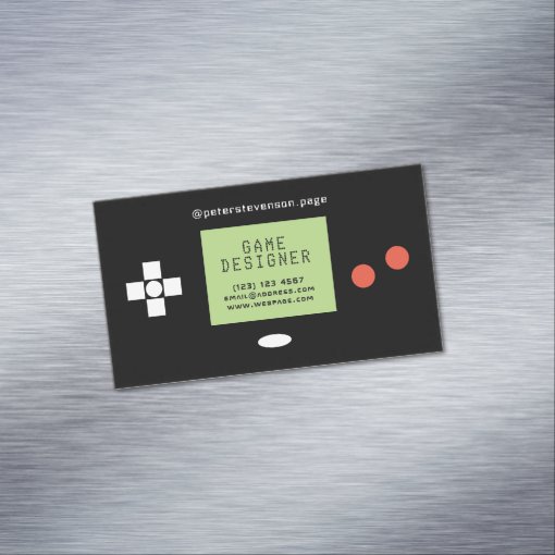 Retro style video games console business card magnet | Zazzle