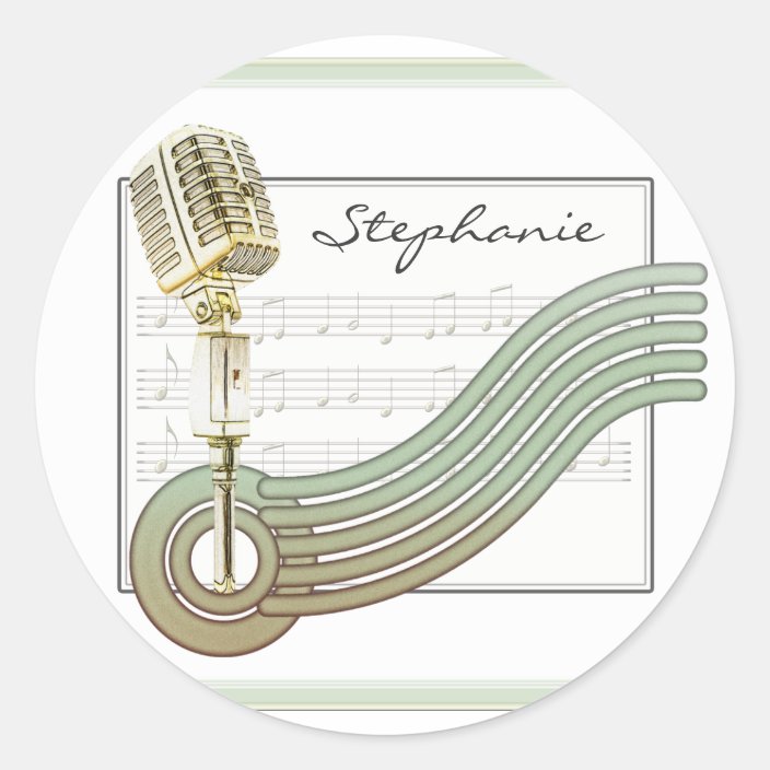 Retro Style Vintage Mic Personalized Stickers | Zazzle.com