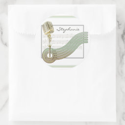 Retro Style Vintage Mic Personalized Stickers | Zazzle