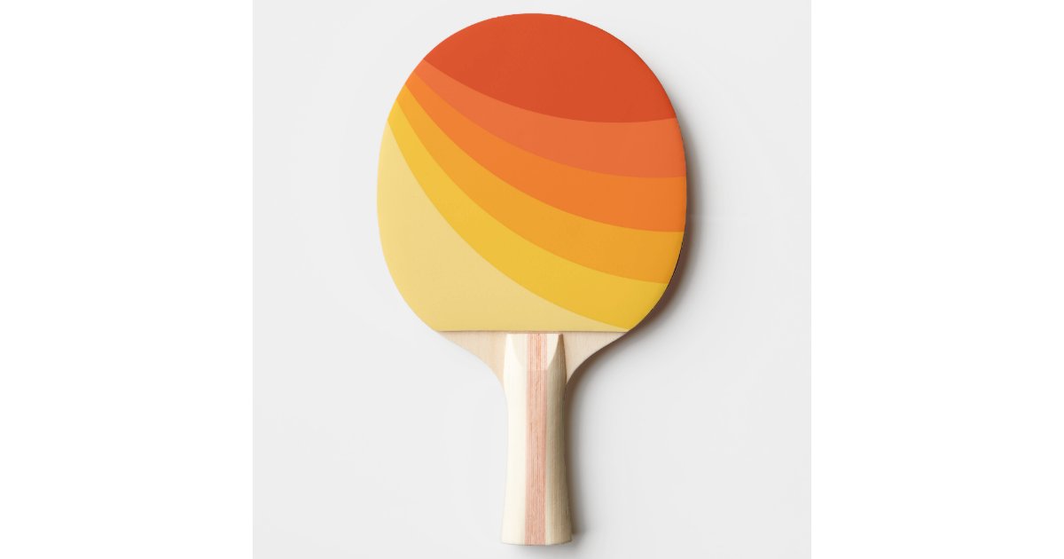 Retro style yellow and orange sun rays design ping pong paddle | Zazzle