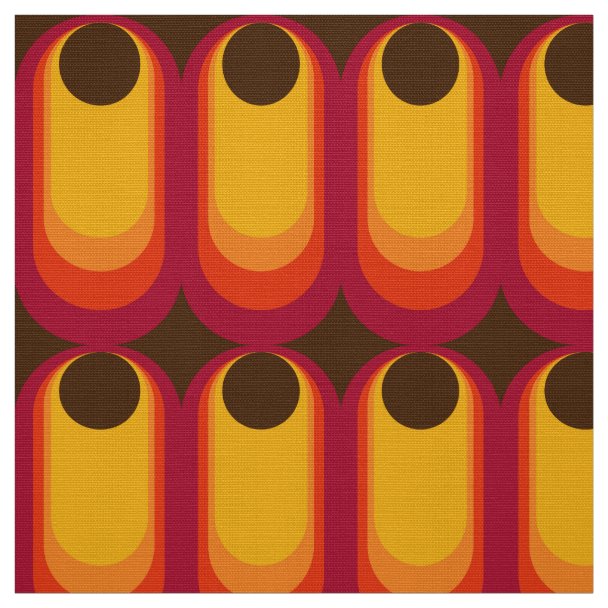 Retro 60s 70s pattern styled fabric | Zazzle