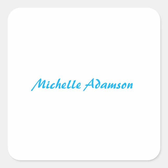 Retro Stylish Elegant Plain Sky Blue White Square Sticker | Zazzle