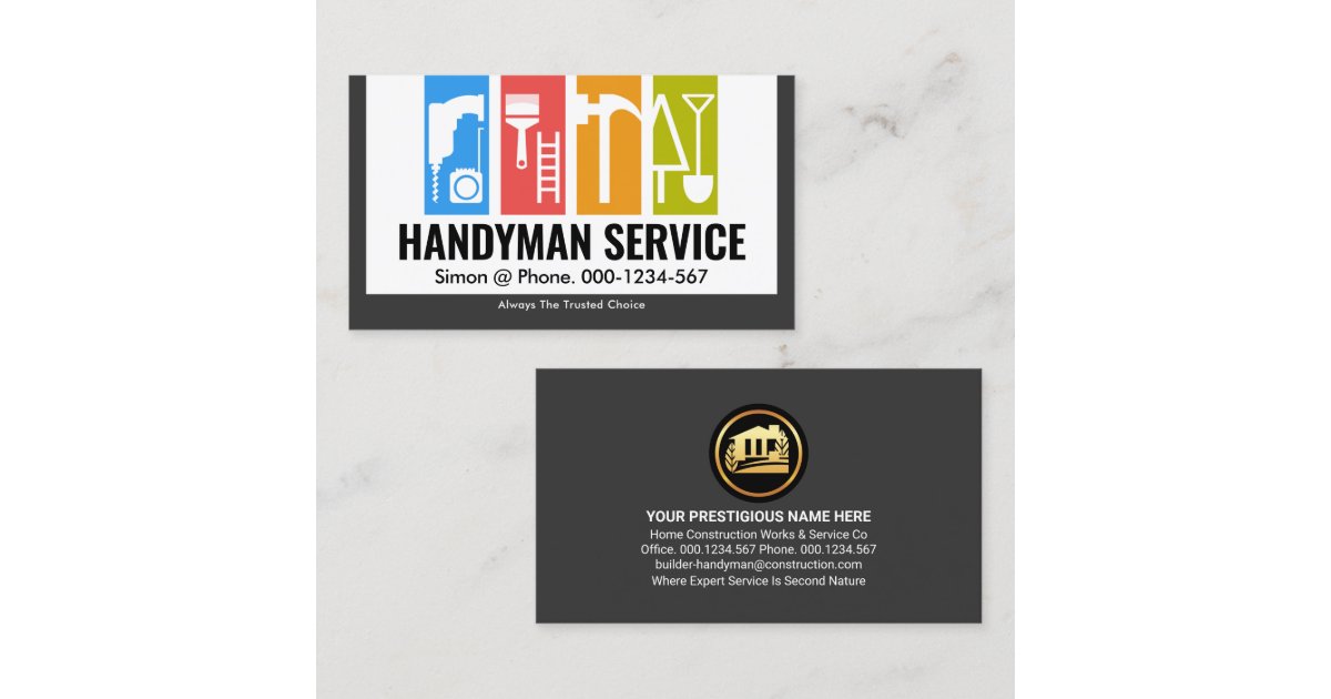 Retro Stylish Handyman Tools Placard Business Card | Zazzle