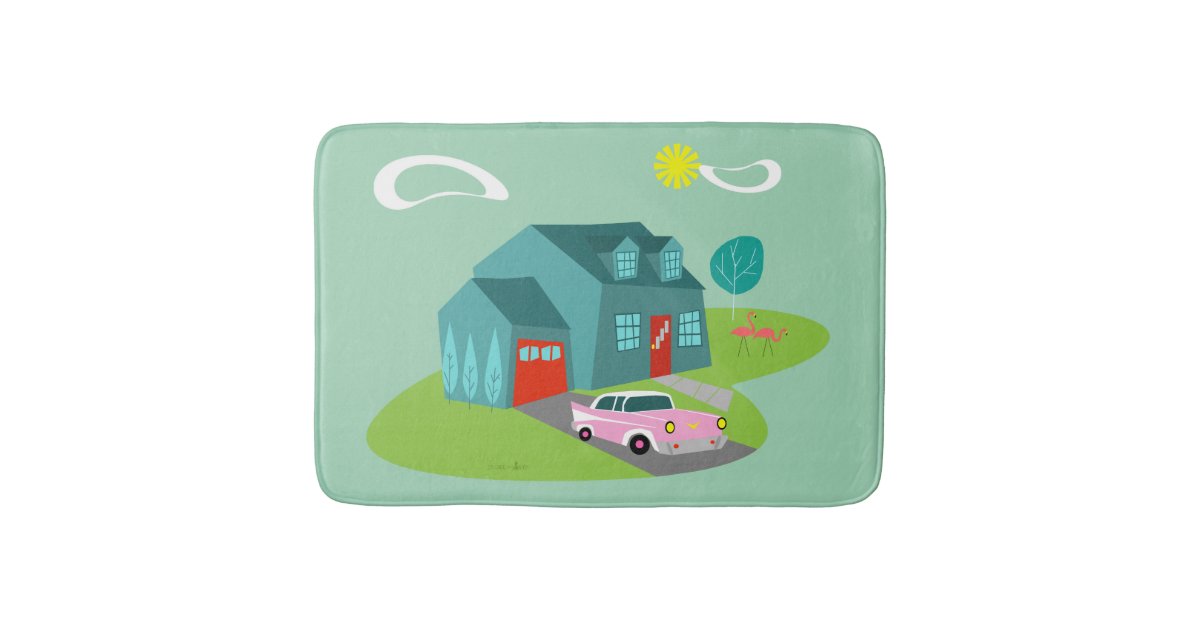 Retro Suburban House Bath Mat | Zazzle