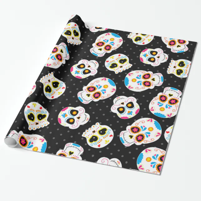 Retro Sugar Skull Wrapping Paper | Zazzle