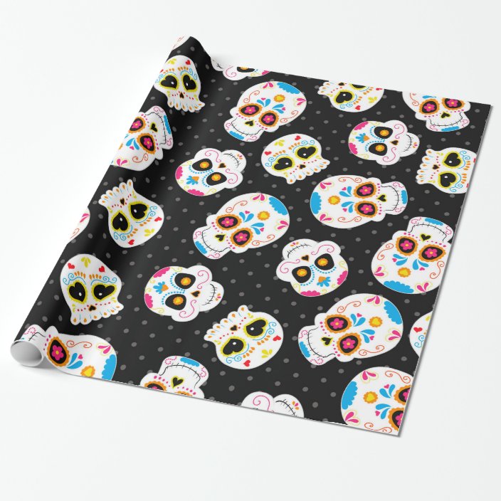 Retro Sugar Skull Wrapping Paper | Zazzle.com