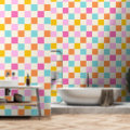 Retro Summer Checkerboard Pattern Multicolored Wallpaper | Zazzle