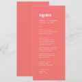 Retro Summer | Hot Pink Wedding Dinner Menu | Zazzle