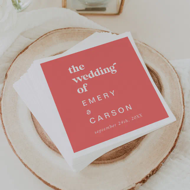 Retro Summer | Hot Pink Wedding Napkins | Zazzle
