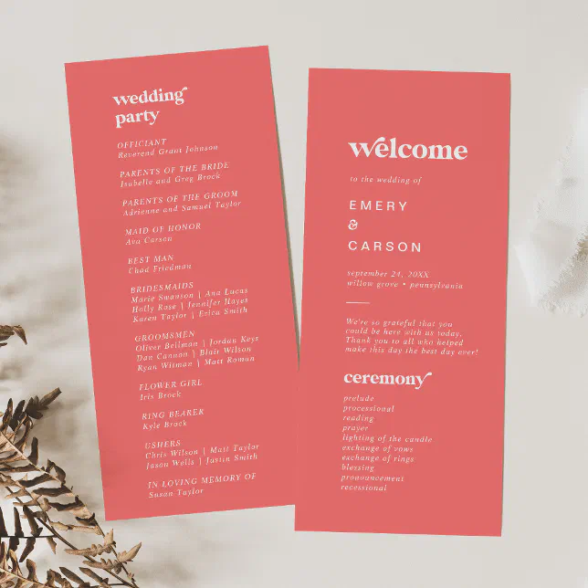 Retro Summer | Hot Pink Wedding Program | Zazzle