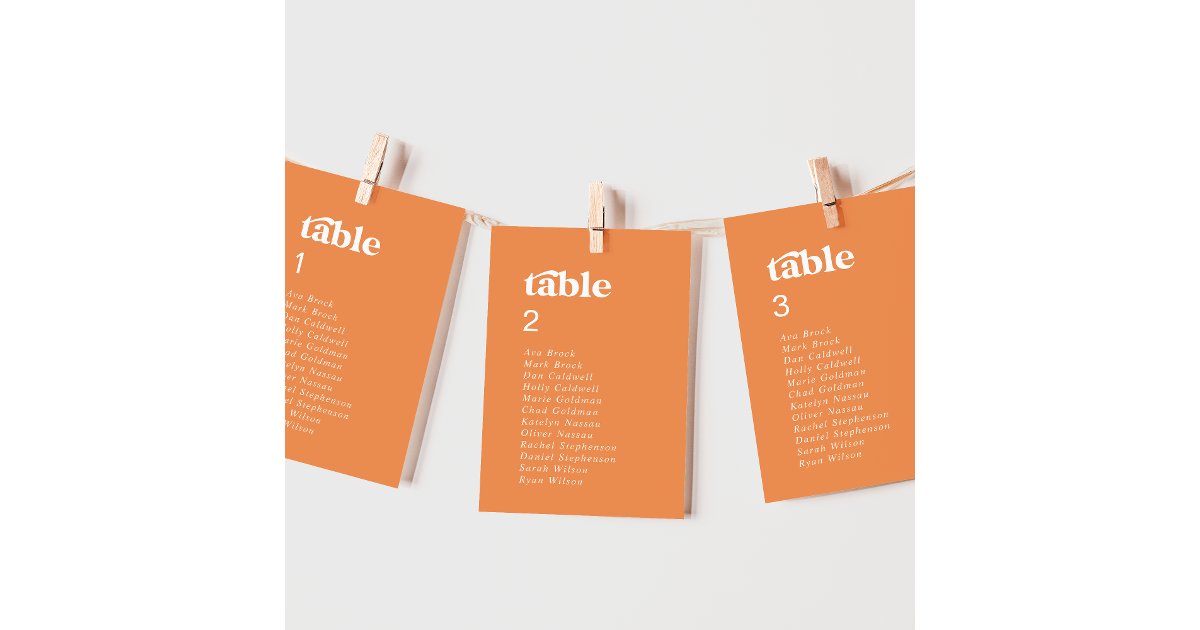 Retro Summer | Orange Hanging Seating Chart Card | Zazzle