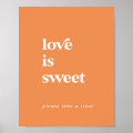 Retro Summer | Orange Love Is Sweet Wedding Sign | Zazzle