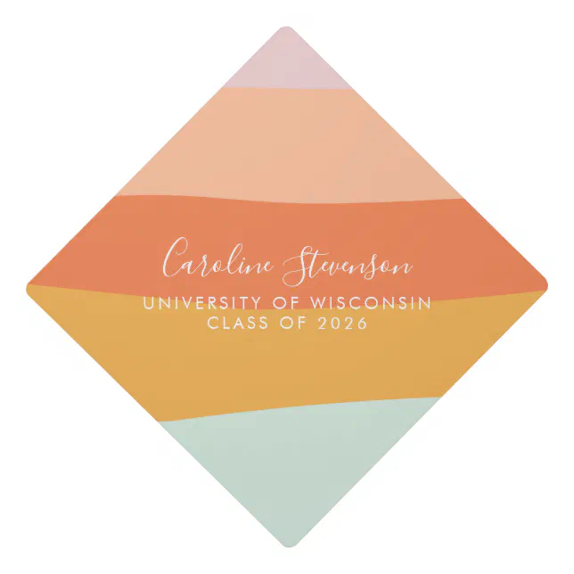 Retro Summer Pastel Stripes Custom Graduation Graduation Cap Topper ...