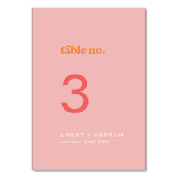 Retro Summer | Pink and Orange Table Number | Zazzle