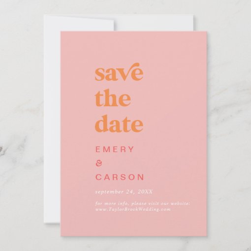 Retro Summer | Pink and Orange Wedding Save The Date | Zazzle