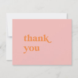 Retro Summer | Pink and Orange Wedding Thank You Card | Zazzle