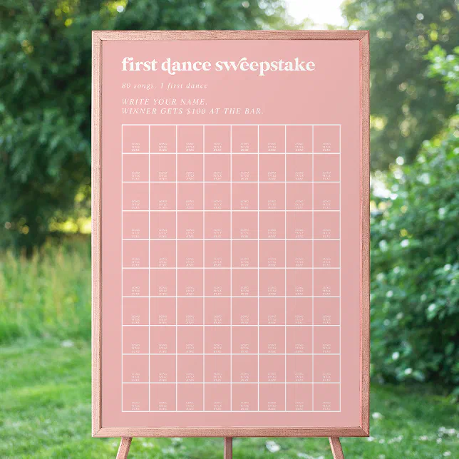 Retro Summer Pink Wedding First Dance Sweepstake Poster | Zazzle