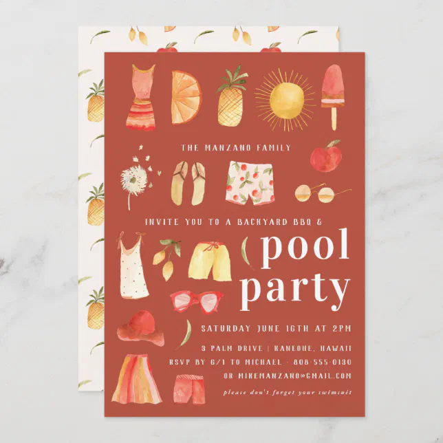 Retro Summer | Pool Party Invitation | Zazzle