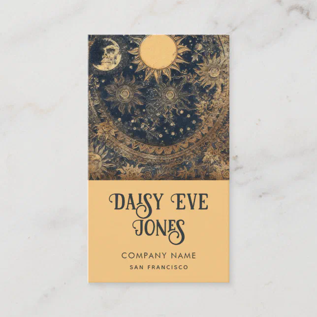Retro Sun Moon Stars Business Card | Zazzle