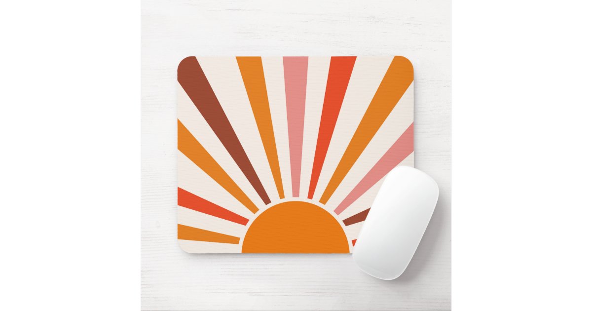 Retro Sun Rays Burst Sunset Orange Yellow Red Mouse Pad | Zazzle