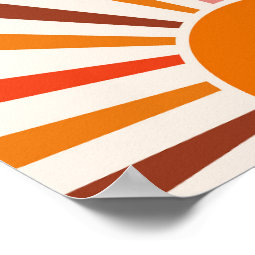 Retro Sun Rays Burst Sunset Orange Yellow Red Poster | Zazzle
