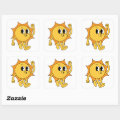 Retro Sun Smiley Square Sticker | Zazzle