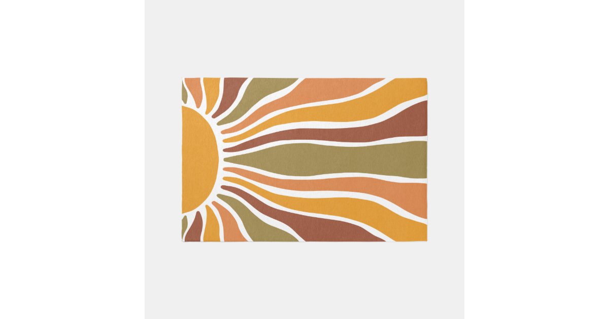 Retro Sunburst Sun Rays Rug | Zazzle