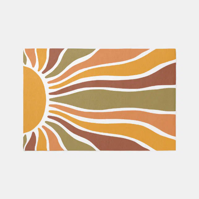 Retro Sunburst Sun Rays Rug | Zazzle
