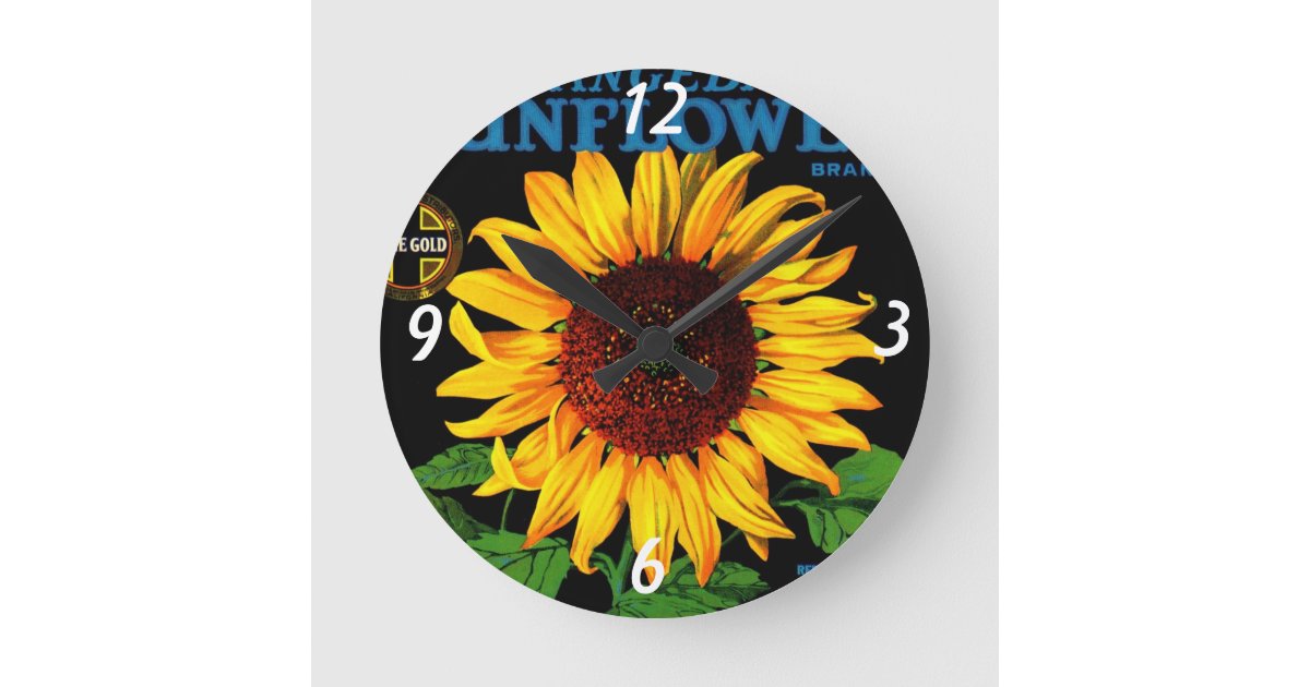 Retro Sunflower Wall Clock | Zazzle
